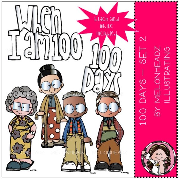 100 Days clip art – Set 2 – Mini | Melonheadz Illustrating