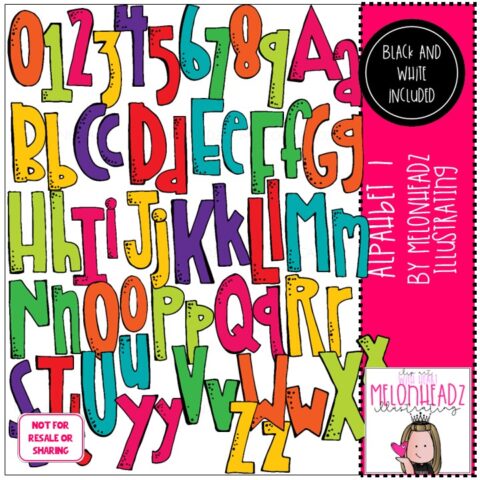 Alphabet 1 clip art digi stamps COMBO PACK - Melonheadz