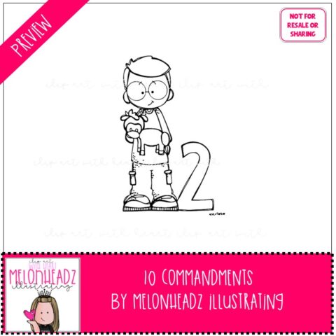 10 {ten} Commandments clip art digi stamps BLACK AND WHITE - Melonheadz
