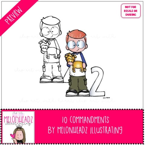 10 {ten}Commandments clip art digi stamps COMBO PACK - Melonheadz
