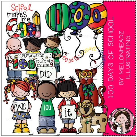 100 Days clip art | Melonheadz Illustrating