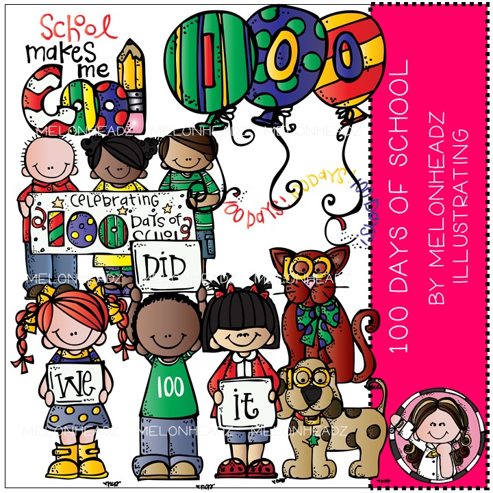 100 Days clip art – COMBO PACK | Melonheadz Illustrating