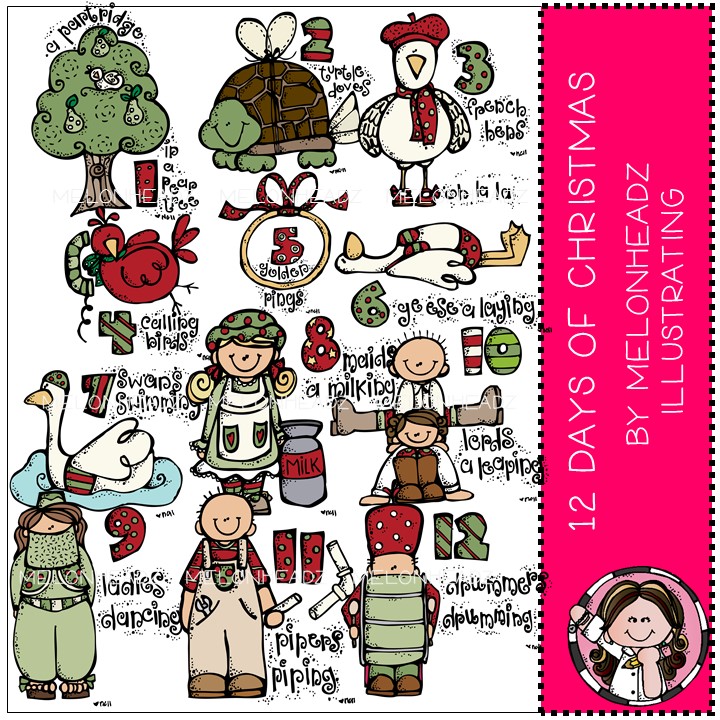 12 Days of Christmas clip art | Melonheadz Illustrating