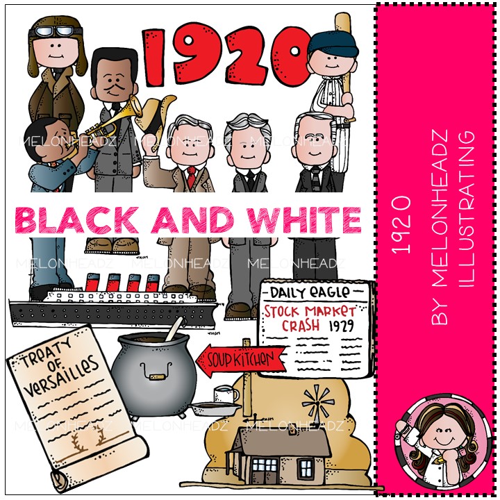 1920 clip art – BLACK AND WHITE | Melonheadz Illustrating