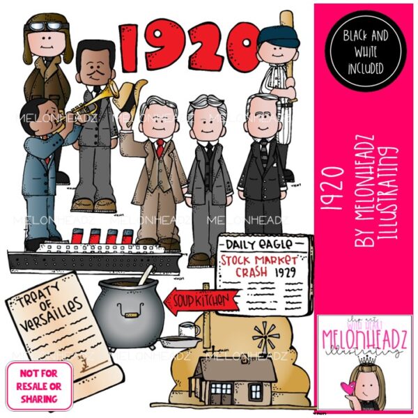 1920 clip art, Lusitania, Historical Figure COMBO PACK - Melonheadz