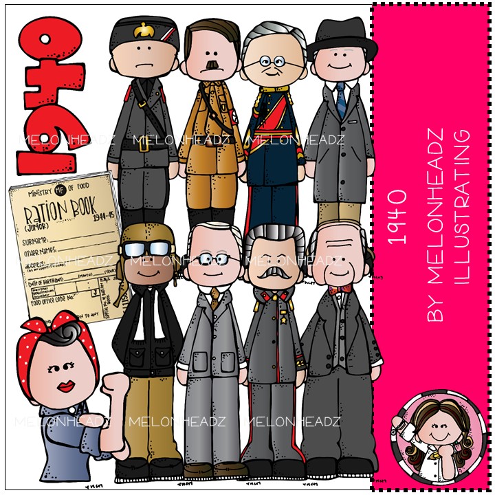 1940 clip art – COMBO PACK | Melonheadz Illustrating