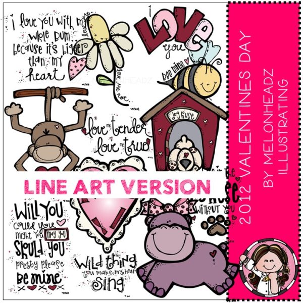 Valentines Day clip art (2012) – LINE ART | Melonheadz Illustrating