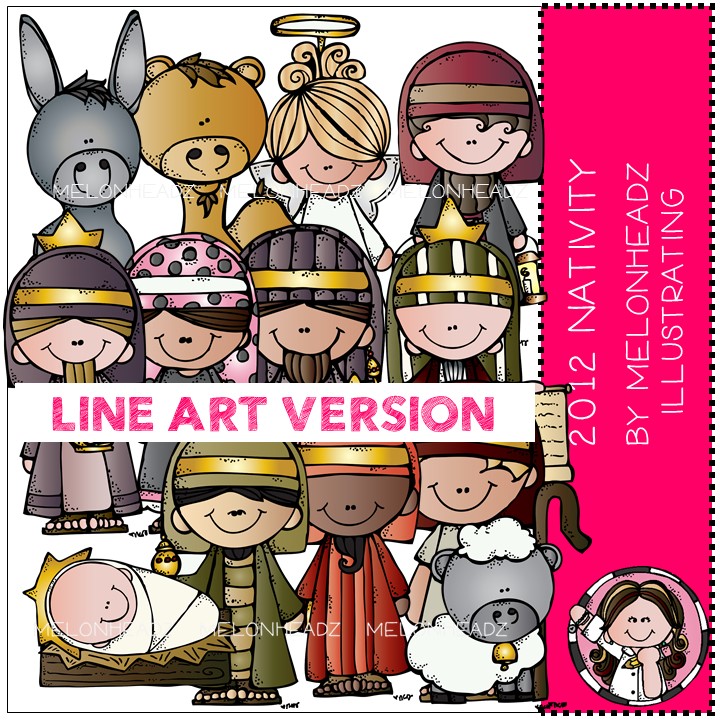 Nativity clip art (2012) – LINE ART | Melonheadz Illustrating