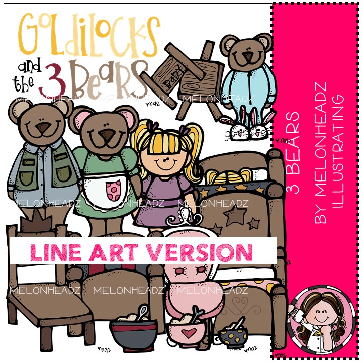 3 Bears clip art – LINE ART | Melonheadz Illustrating