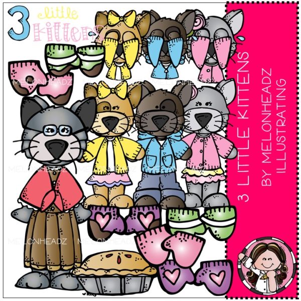 3 Little Kittens clip art – COMBO PACK | Melonheadz Illustrating
