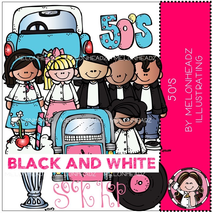 50s clip art (1950) – BLACK AND WHITE | Melonheadz Illustrating