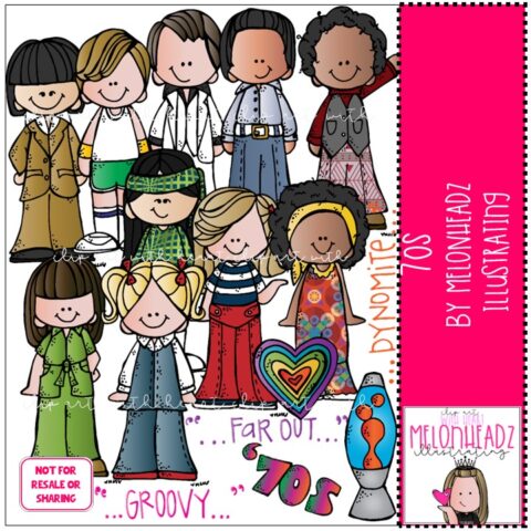 70s {1970} clip art COLORED - Melonheadz Illustrating
