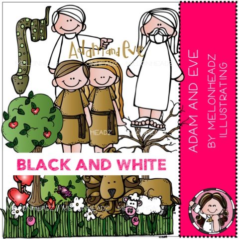 Adam and Eve clip art – BLACK AND WHITE | Melonheadz Illustrating
