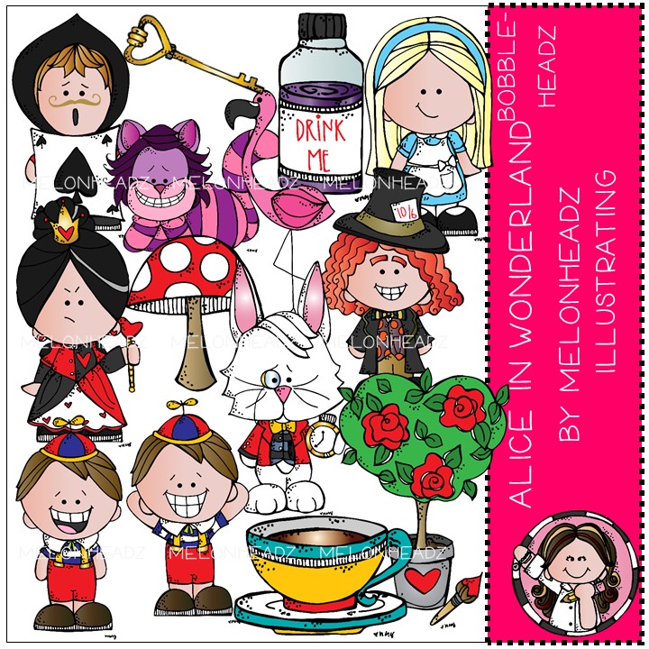 Alice and Wonderland clip art – Bobbleheadz – COMBO PACK | Melonheadz ...