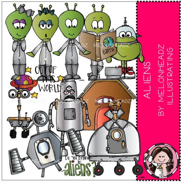 Aliens clip art – COMBO PACK | Melonheadz Illustrating