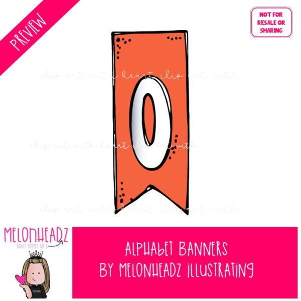 Alphabet Banners clip art, Letters, flag COLORED Version - Melonheadz