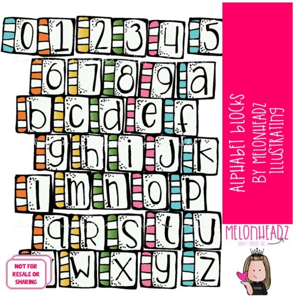 Alphabet Blocks clip art, Letters clip art COLORED Version - Melonheadz