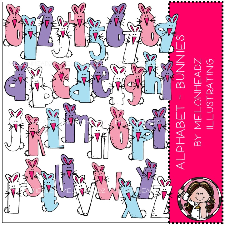 Alphabet Bunnies clip art – COMBO PACK | Melonheadz Illustrating