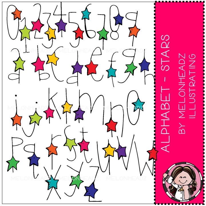 Alphabet Stars clip art | Melonheadz Illustrating