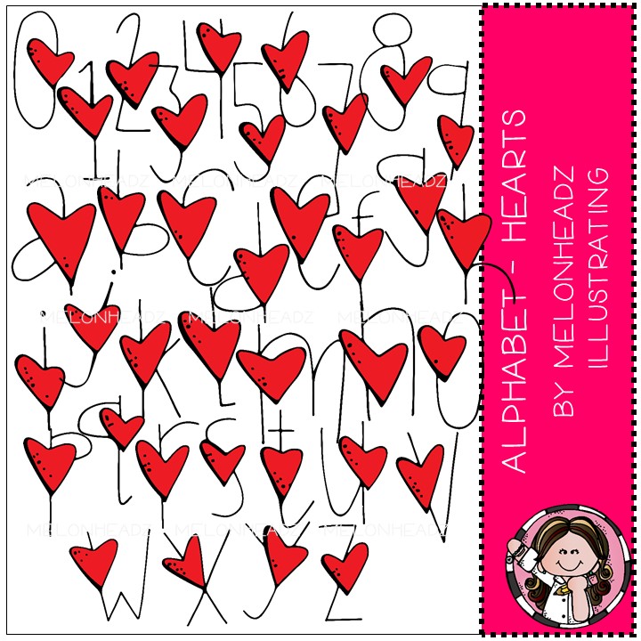 Alphabet Hearts clip art | Melonheadz Illustrating