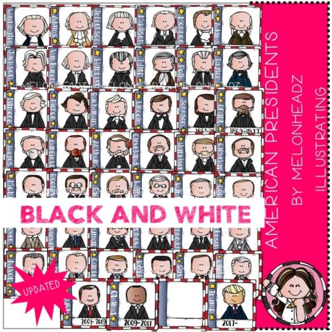 American Presidents clip art – BLACK AND WHITE - Melonheadz