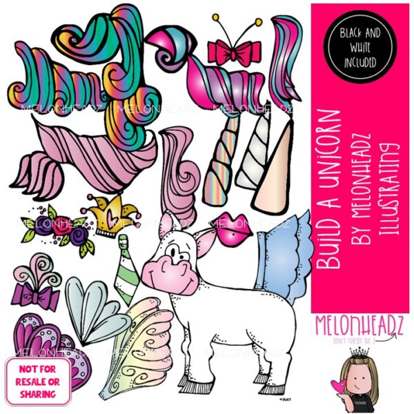 Build a Unicorn clip art, sequence, body parts, wings COMBO PACK ...