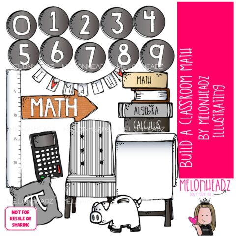 Build a Classroom clip art, Math, Farmhouse COLORED Version - Melonheadz