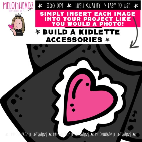 Build a kidlette Accessory clip art, digital paper doll COLORED Version ...