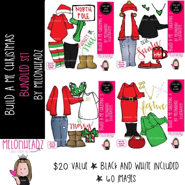 Build-A-Me clip art, Christmas Bundled Set - Melonheadz