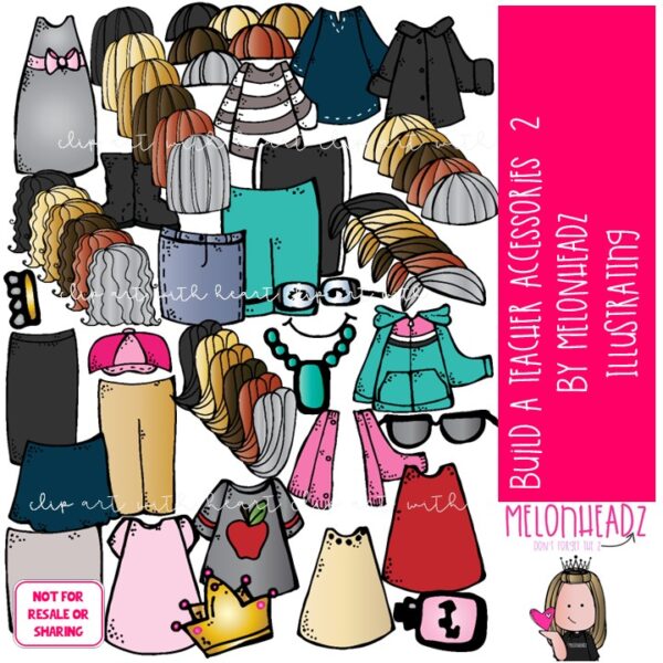 Build a Teacher 2 clip art, Accessories, Me, Clothing COLORED Version ...