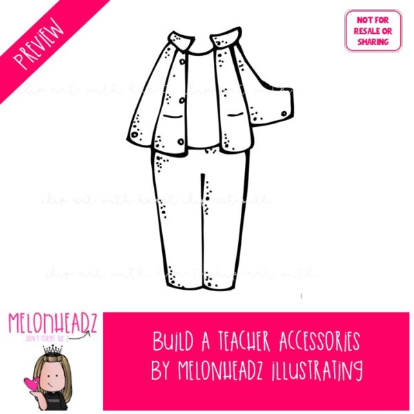 Build A Teacher Accessories clip art, Me, digital paper doll BLACK ...