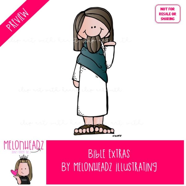 Bible Extras clip art, Jesus, COLORED Version - Melonheadz