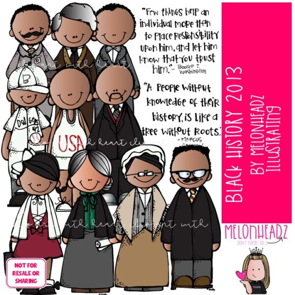Black History clip art, Historical figure COLORED Version - Melonheadz