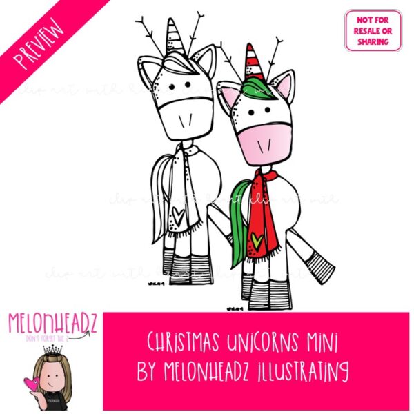 Christmas Unicorns clip art Mini - Melonheadz