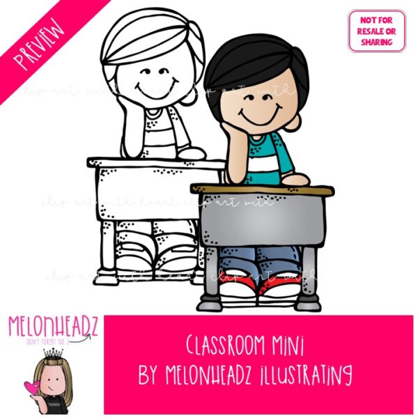 Classroom clip art, School, Desk, clock Mini - Melonheadz