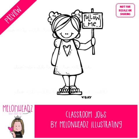 Classroom Jobs clip art, school, kidlettes LINE ART and BLACK AND WHITE ...