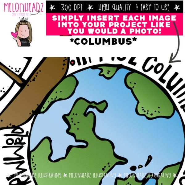 Columbus clip art, Christopher, explorer COMBO PACK - Melonheadz