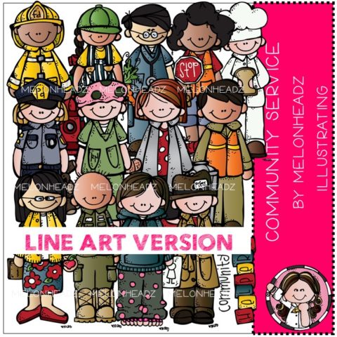 Community Service clip art – LINE ART - Melonheadz