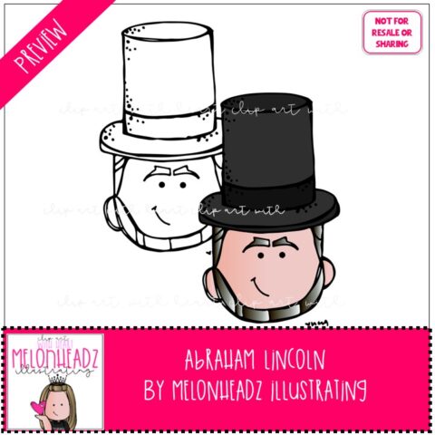 Abraham Lincoln clip art digi stamps Mini | Melonheadz Illustrating