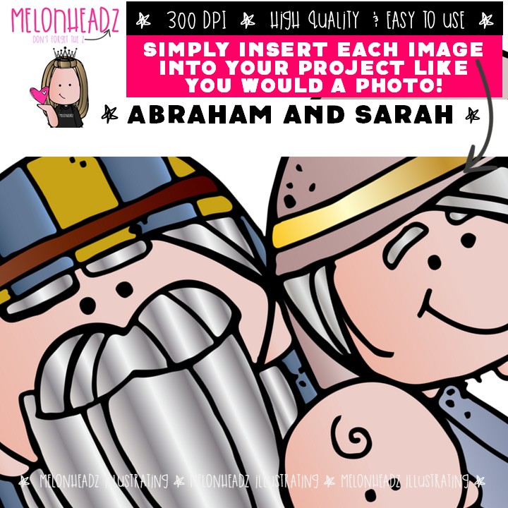 Abraham and Sarah clip art, Bible clip art Mini - Melonheadz