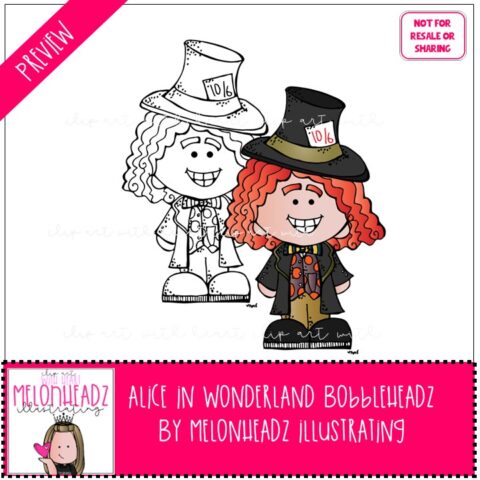 Alice and Wonderland clip art digi stamps Bobbleheadz COMBO PACK ...