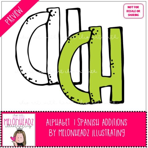 Alphabet 1 clip art digi stamps Spanish Additional letters Mini ...