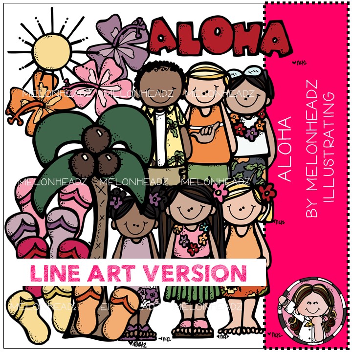 Aloha clip art – LINE ART | Melonheadz Illustrating