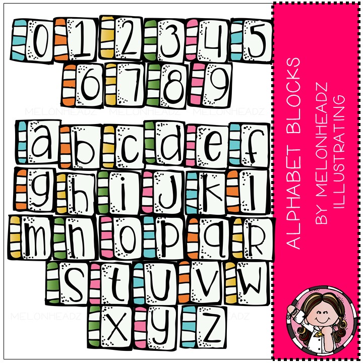 Alphabet Blocks clip art | Melonheadz Illustrating