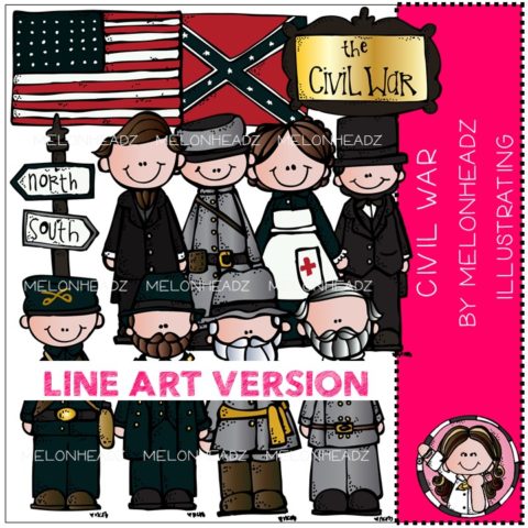 Civil War clip art – LINE ART | Melonheadz Illustrating