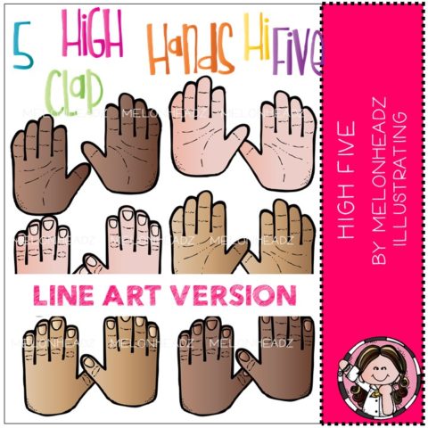 High five clip art – LINE ART | Melonheadz Illustrating
