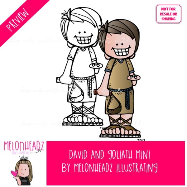 David and Goliath clip art, Bible Mini - Melonheadz