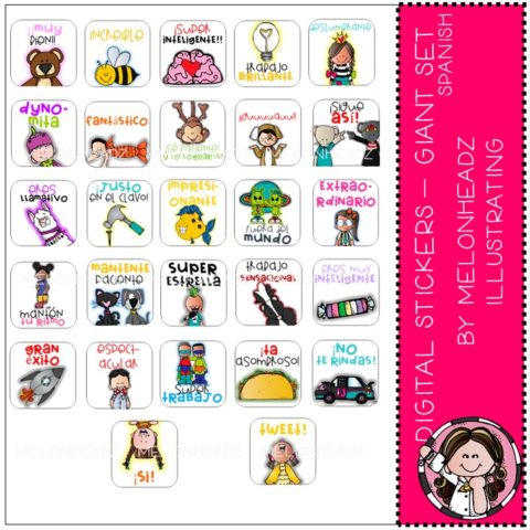 Digital Stickers – Giant Set – Spanish - Melonheadz