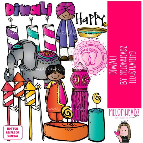 Diwali clip art, Deepavali clip art COLORED version - Melonheadz