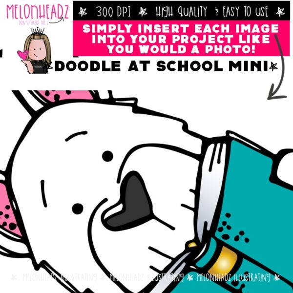 Doodle clip art, School, reading Mini - Melonheadz